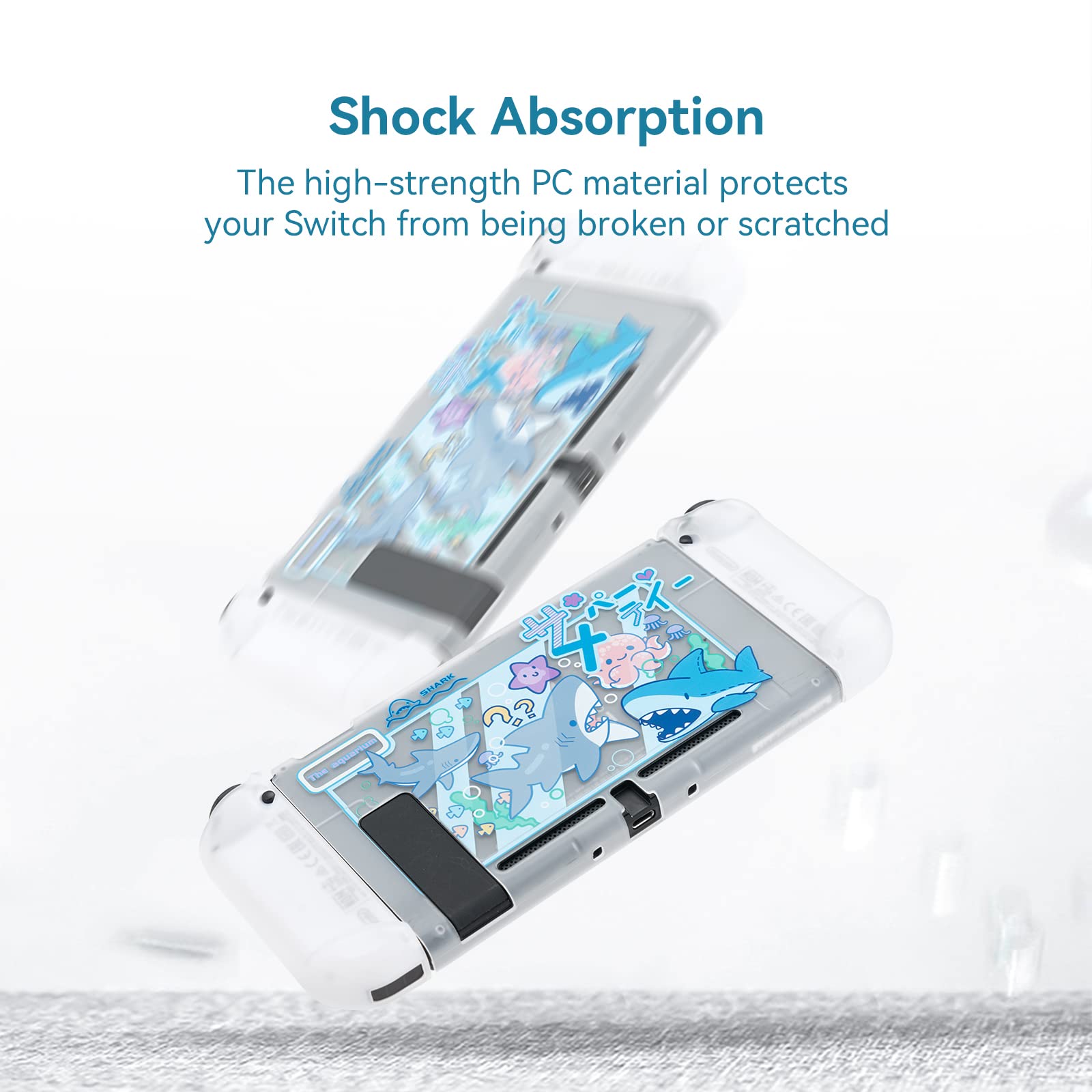 GeekShare Matte Protective Case Slim Cover Case Compatible with Nintendo Switch Only - Shock-Absorption and Anti-Scratch - Shark Party