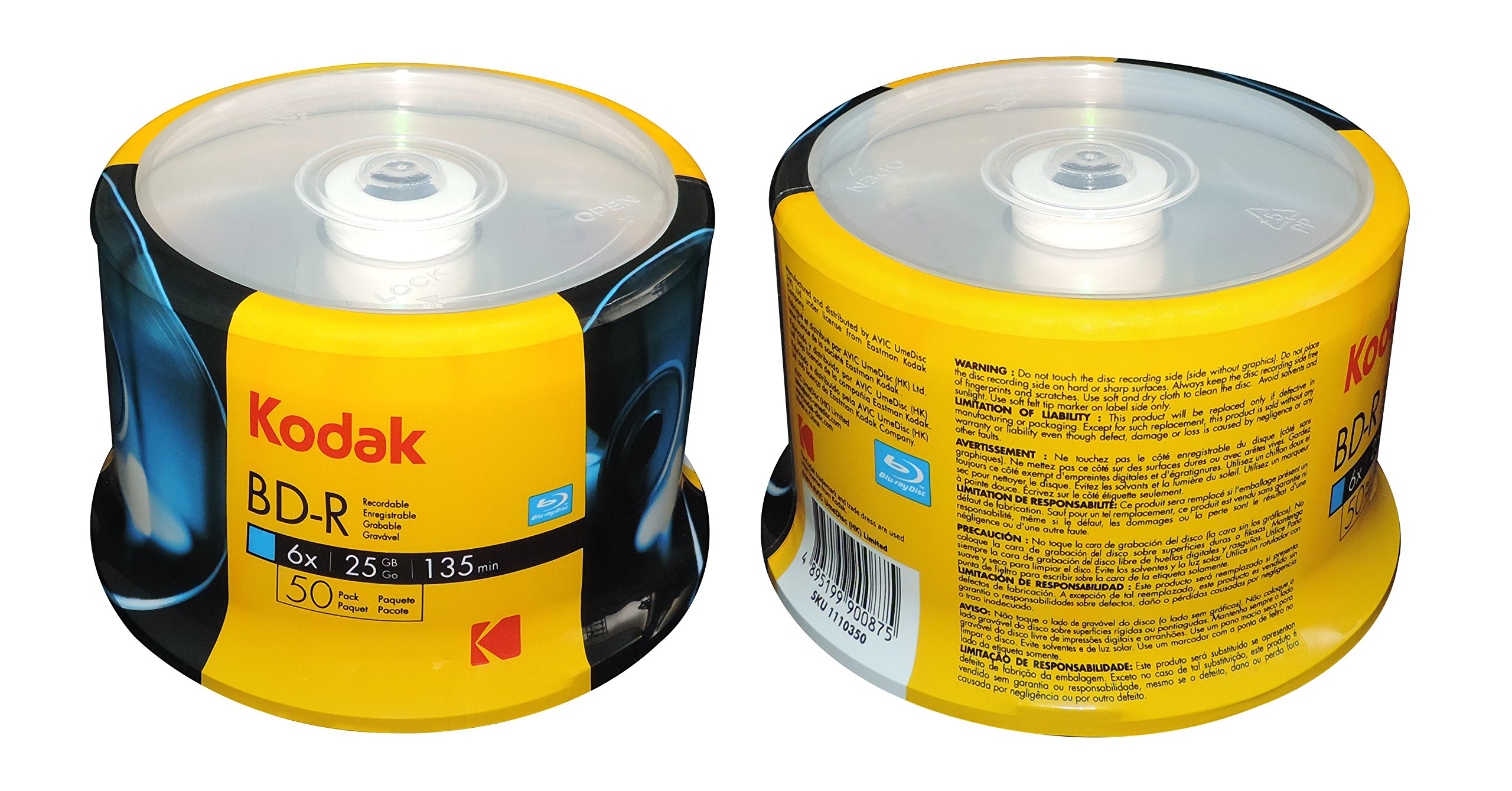 KODAK BD-R 6X 25GB 50-Pack Cakebox