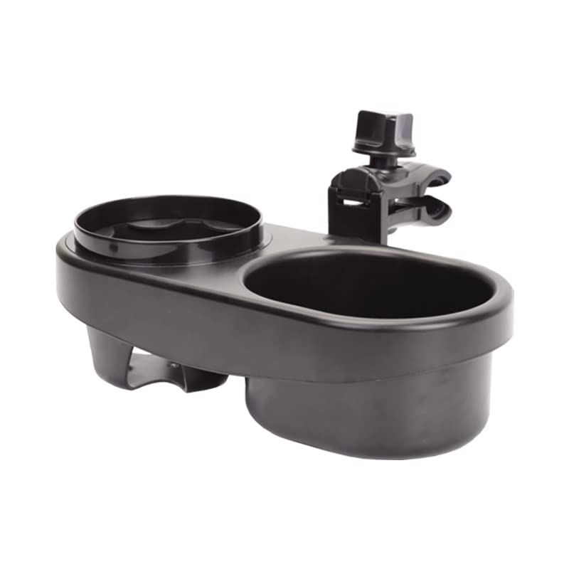 Universal Stroller Cup Holder|360° Rotation Holder with Food Snack Tray Attachment| Drink Accessories for Bike, Walker, Treadmill, Wheelchair, Shopping Cart and Trolleys (le012)