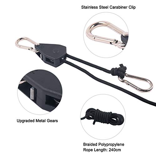 VIPARSPECTRA 6 Pair of 1/8 inch Heavy Duty Adjustable Grow Light Rope Hanger for Grow Light Fixtures & Gardening, 150lb Capacity