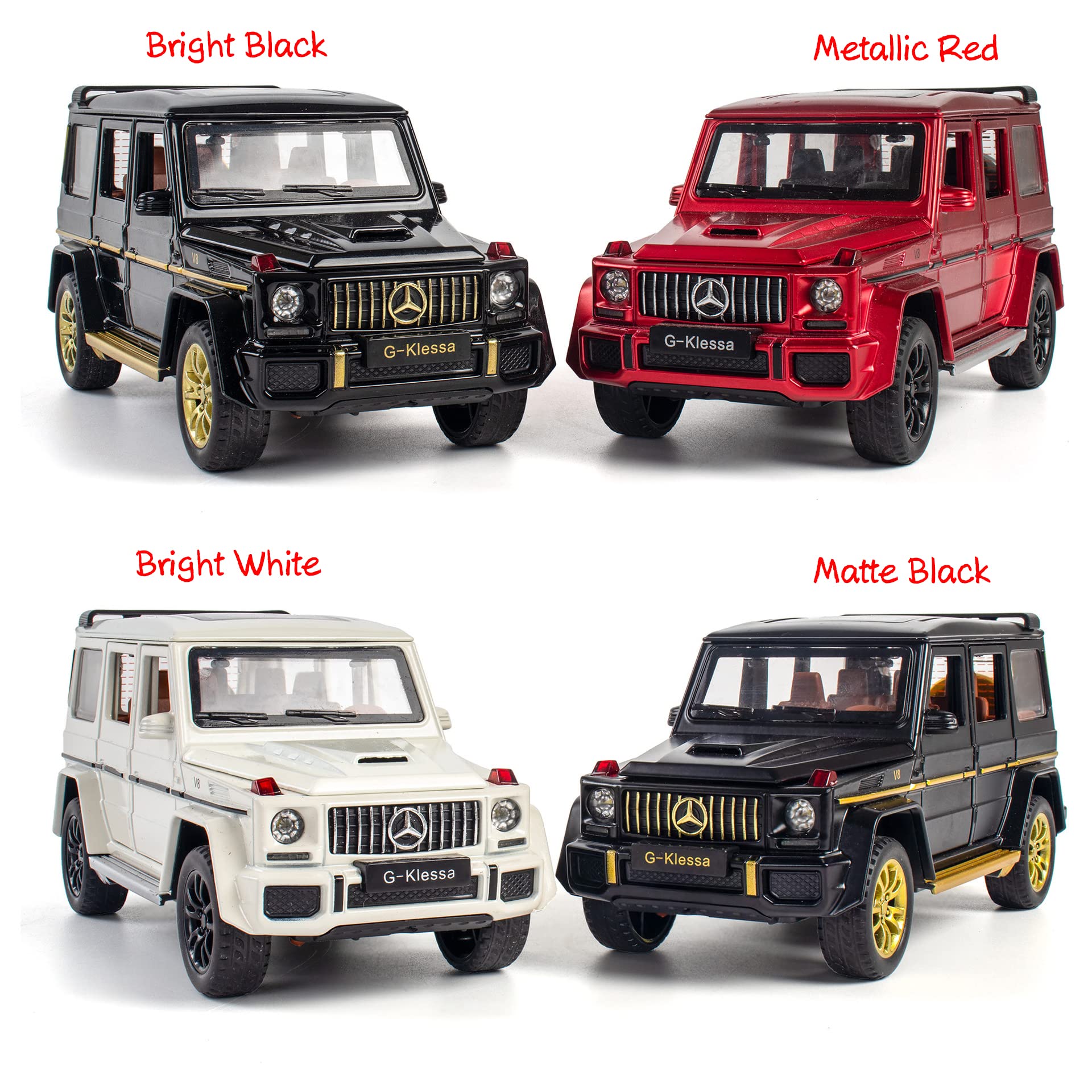 iLooboo Alloy Collectible Black Benz G63 AMG Toy Vehicle Pull Back Die-Cast Car Model with Lights and Sound