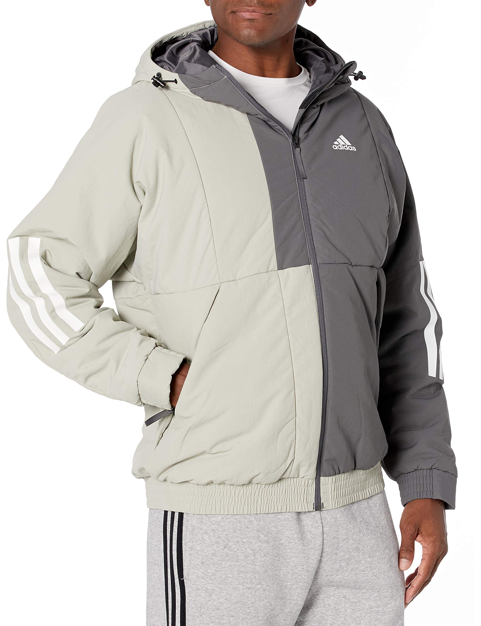 adidas Outdoor mens Back to School Hooded Jacket Grey /Metal Grey/White X-Large