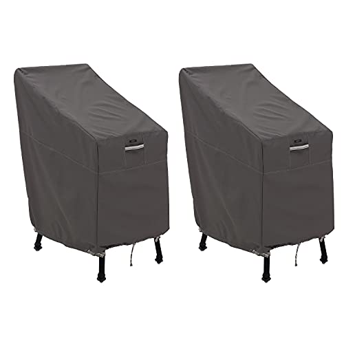 Classic Accessories Ravenna Water-Resistant 26 Inch Patio Bar Chair & Stool Cover, 2 Pack, Outdoor Patio Chair Covers