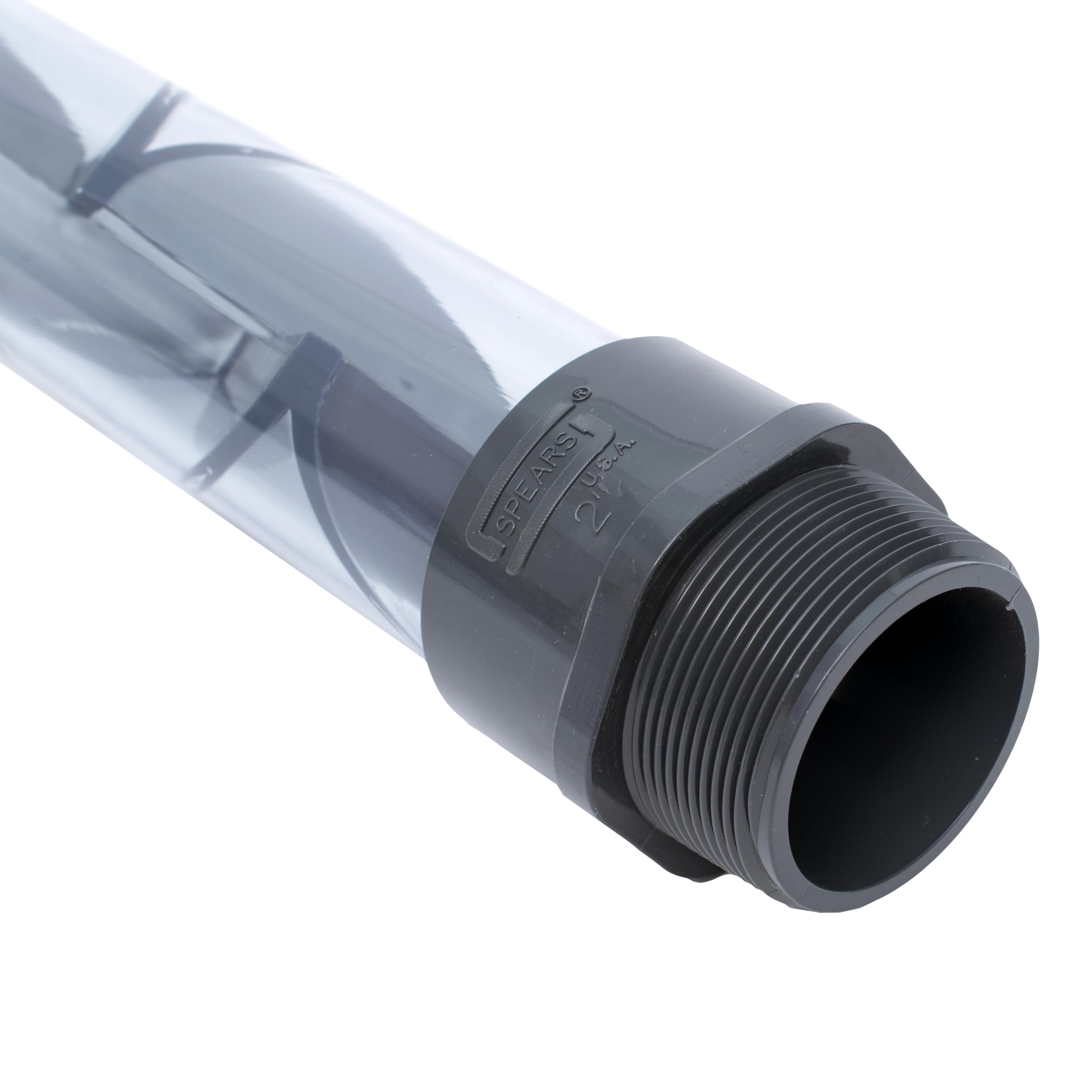 Koflo 2-40C-4-6-2 Clear PVC Schedule 40 Pipe Static Inline Mixer; 2" NPT(M), 6 Elements