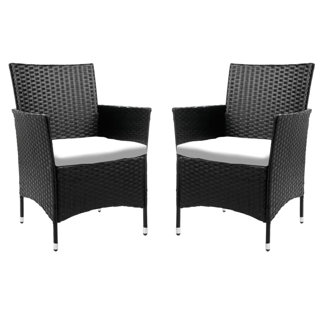 ADSRB 8 PCS Patio Furniture Outdoor Garden Conversation Wicker Sofa Set, Beige Cushions +Black Wicker