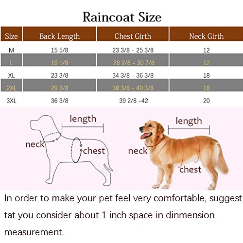 NACOCO Large Dog Raincoat Adjustable Pet Water Proof Clothes Lightweight Rain Jacket Poncho Hoodies with Strip Reflective (XL, Yellow)…
