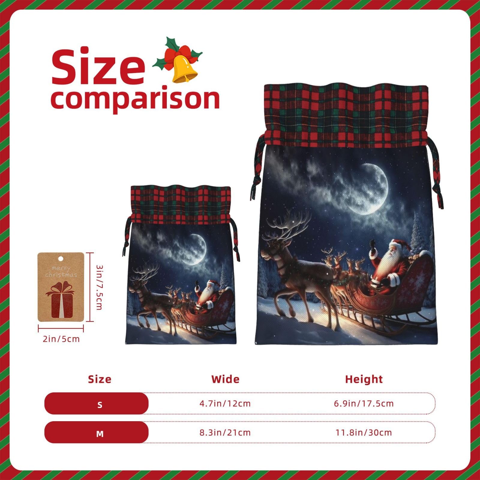 ADSUYETOR Christmas Drawstring Gift Bags, Cartoon Santa Claus With Drawstring Burlap Gift Bags For Holiday Parties