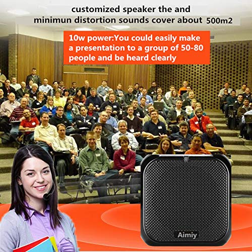 AIMIY Voice Amplifier for Elderly Neck Wired Headset Microphone Support /MP3/TF Card for Shopping Guide, Tour Guides, Presentations, Costumes Coaches, 10W Long Battery Life