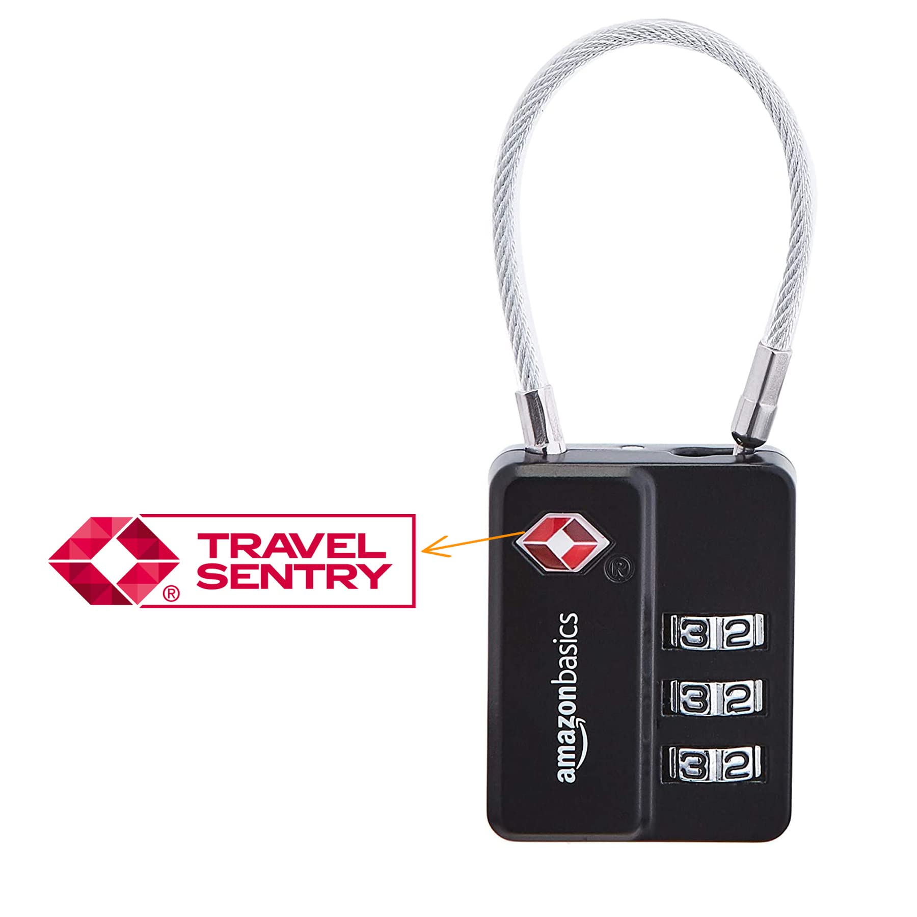 Amazon Basics TSA Accepted Cable 4-Digit Combination Lock, Black, 4-Pack