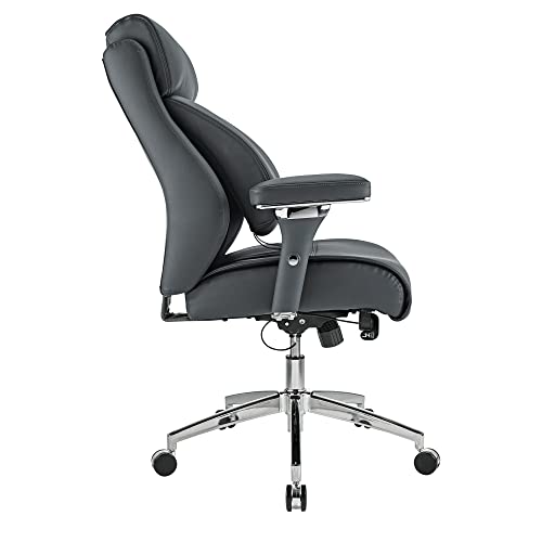RealspaceĀ® Modern Comfort Keera Bonded Leather Mid-Back Manager's Chair, Gray/Chrome, BIFMA Certified