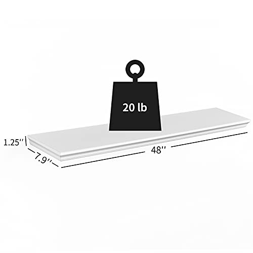 WELLAND 8" Deep Floating Shelves Wall Mounted Shelf (White, 48inch)
