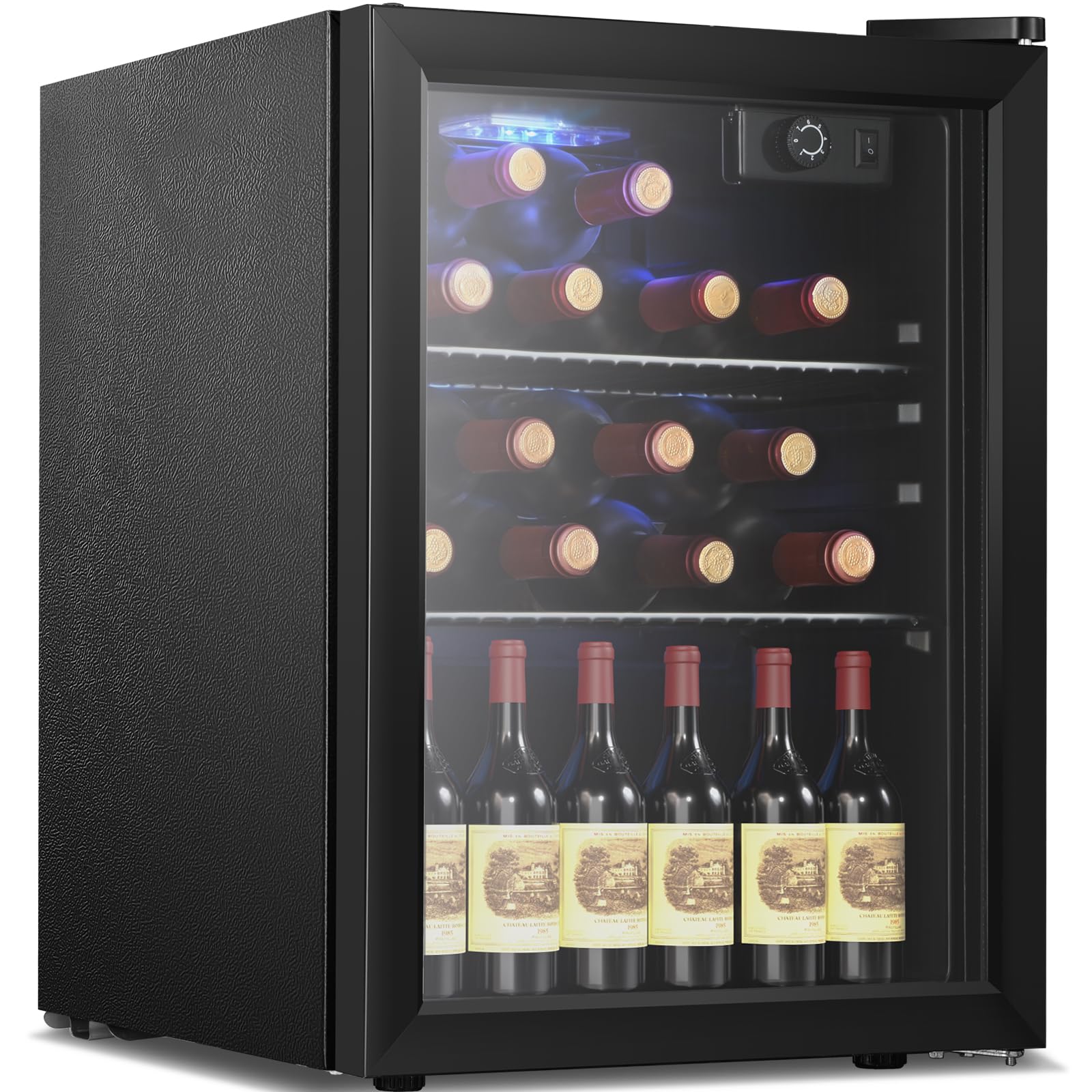 Antarctic Star Beverage Refrigerator Cooler,16 Bottle 68 Can Mini Fridge Glass Door for Beer Drinks or Wine for Home and Bar, Electronic Temperature Knob Control with Blue LED, 1.7 Cu.Ft.…