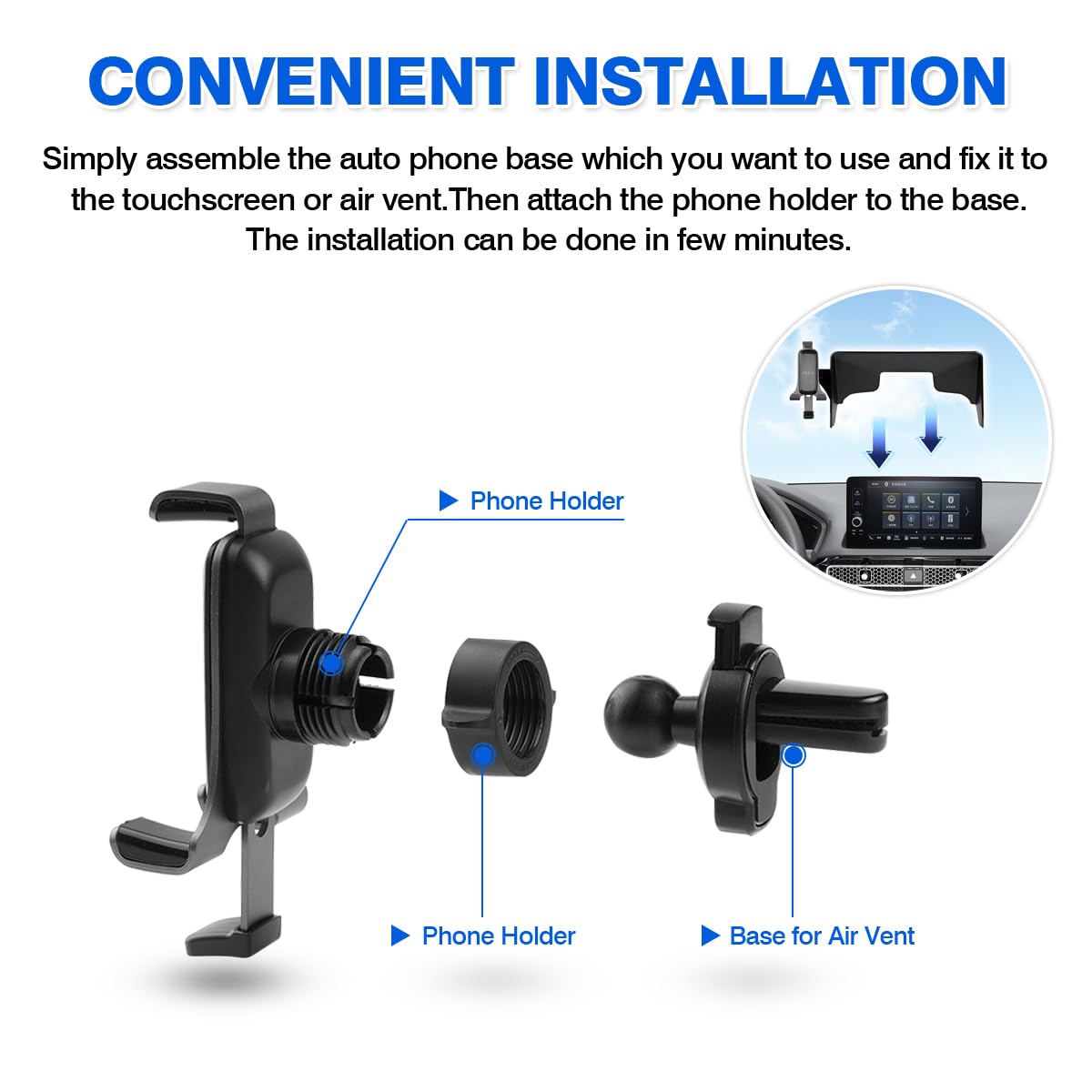 Autorder Custom Fit for Car Phone Holder 2022 2023 Honda Civic Accessories 9" Touchscreen Air Vent Screen Fixed Clip Cell Phone Mount Hands-Free 360 Degree Rotation