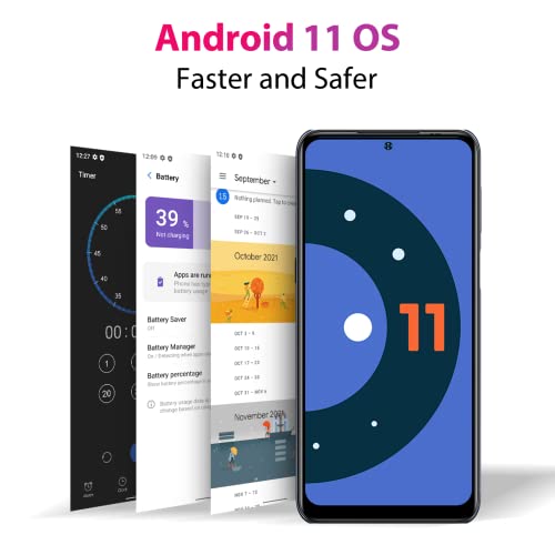 Ulefone Note 13P Unlocked Cell Phones, 4GB+64GB Extension 128GB, 6.5” FHD+, 20MP Main Rear Camera, 5180mAh, Android 11 Octa-core, Dual 4G, NFC Unlocked Smartphone, T-Mobile, Black