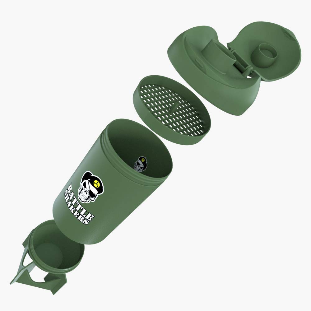Battle Shakers Bomb & Mortar Bundle | Military Themed Shaker Bottles | Leak-Proof Protein Cups with Storage Compartment | Mix Protein Powders & More | Durable & Dishwasher Safe | 20 Oz