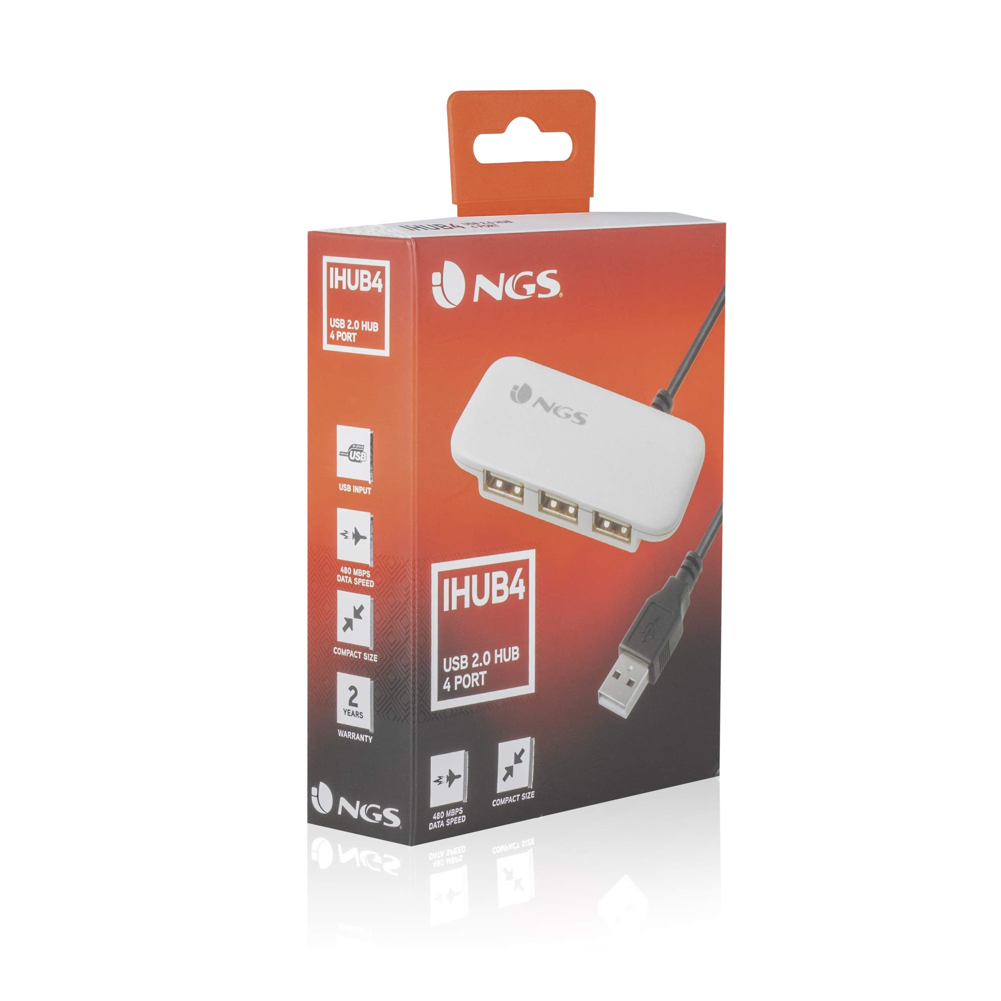 NGS USB IHUB4-4-Port USB 2.0 Hub, White