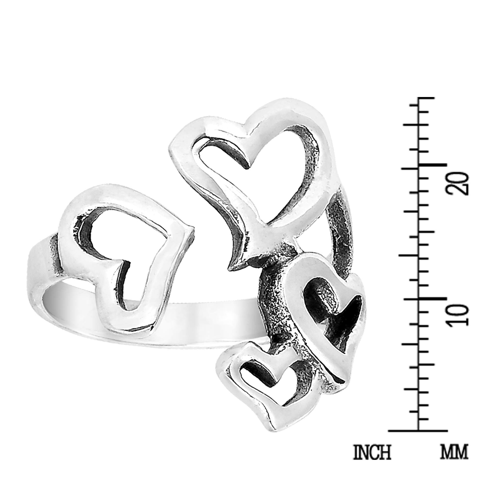 AeraVida Lovely Hearts Open Front .925 Sterling Silver Ring (7)