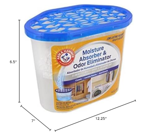 Arm & Hammer Moisture Absorber & Odor Eliminator 14oz Tub, 3 Pack - Eliminates Musty Odors & Freshens Air for Closets, Laundry rooms, Mud Rooms, white