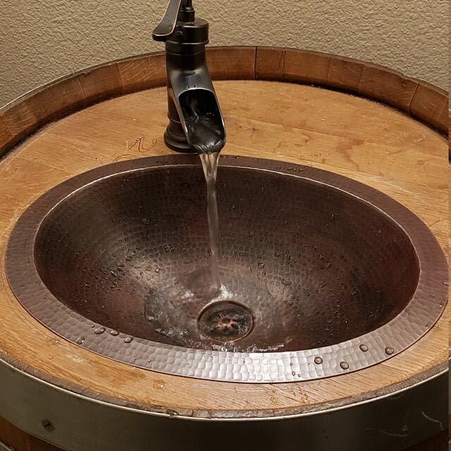 SimplyCopper 16" Oval Copper Bath Sink with 7" Faucet and Daisy Drain Drain Included