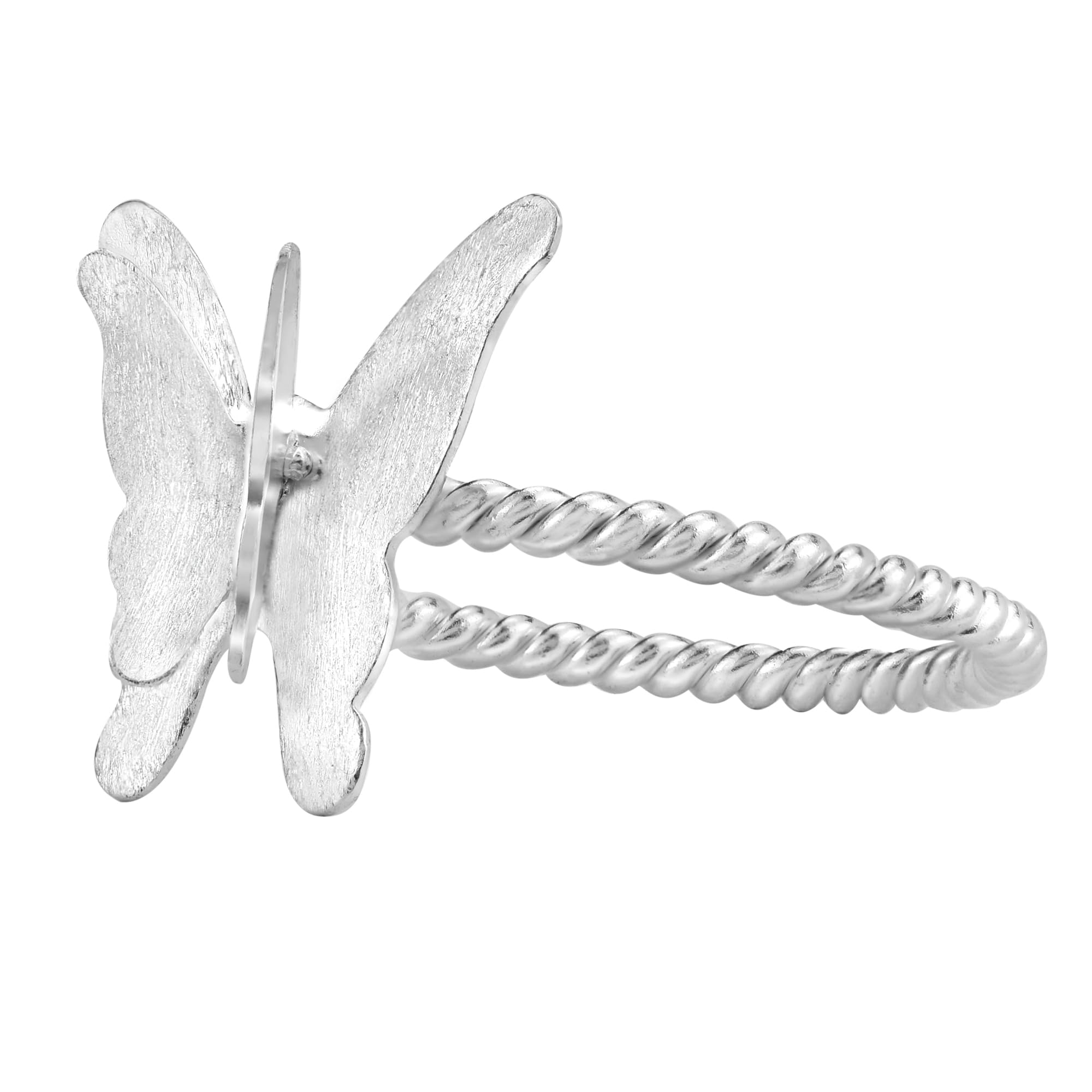 AeraVida Magical Satin Shine 3D Butterfly of .925 Sterling Silver Twisted Band Ring (9)