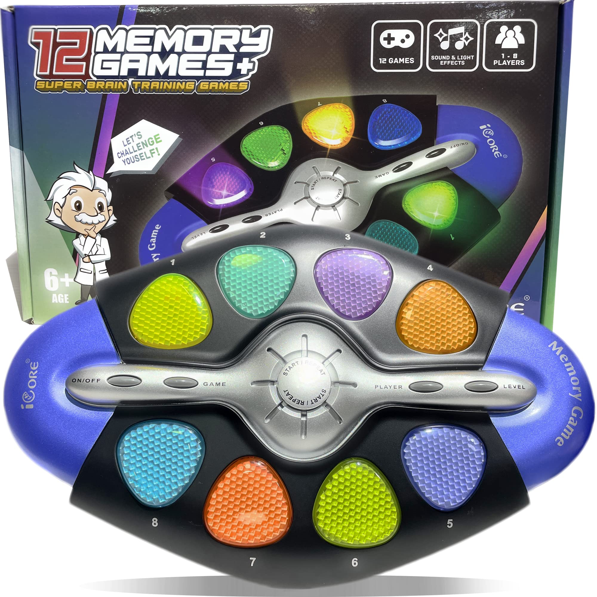 iCore Electronic Memory Brain Game, Handheld Kid Mind Game, 1-8 Players STEM Toys, Ideas for Ages 6-12+ Year Old Boy & Girl