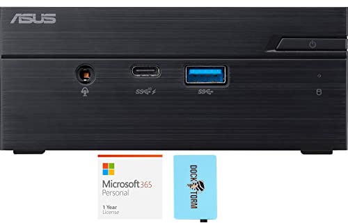 ASUS PN51-S1 Home & Business Mini Desktop (AMD Ryzen 7 5700U 8-Core, 32GB RAM, 512GB SATA SSD, AMD Radeon, WiFi, Bluetooth, HDMI, USB 3.1, Win 10 Home) with MS 365 Personal, Dockztorm Hub