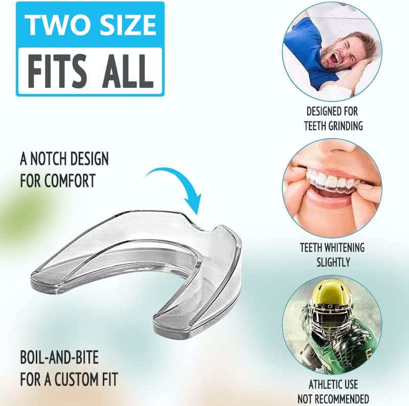 BOPONA Mouth Guard, 4 Pack Moldable Mouth Guard for Clenching Teeth at Night with Hygiene Case, Night Guard for Teeth Grinding (2 Regular & 2 Heavy Duty)