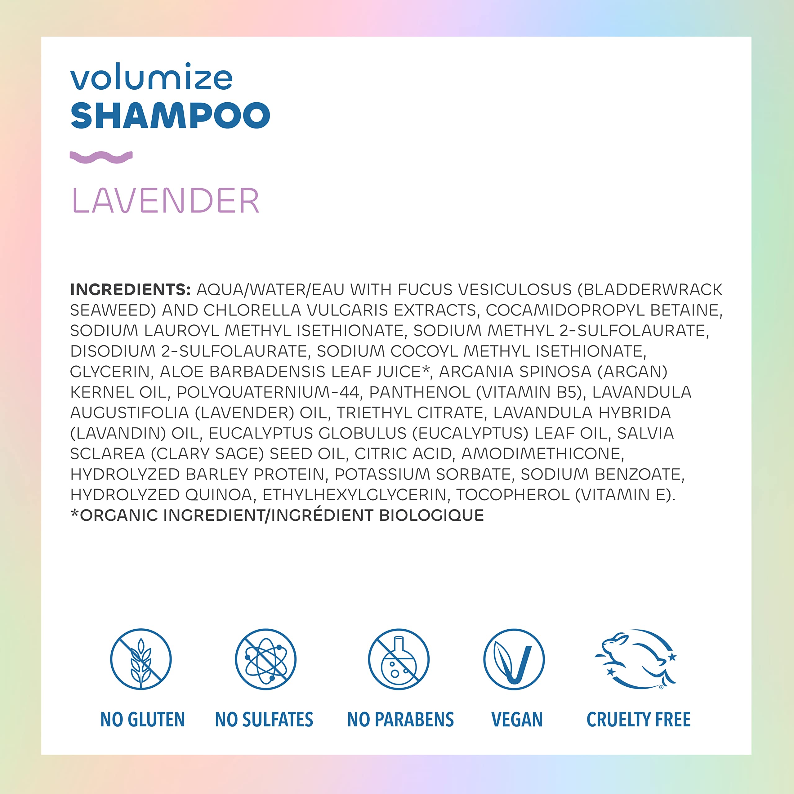 Seaweed Bath Co. Volumize Shampoo, Lavender Scent, 12 Ounce, Sustainably Harvested Seaweed, Green Algae, Barley Protein, For Normal to Fine Hair