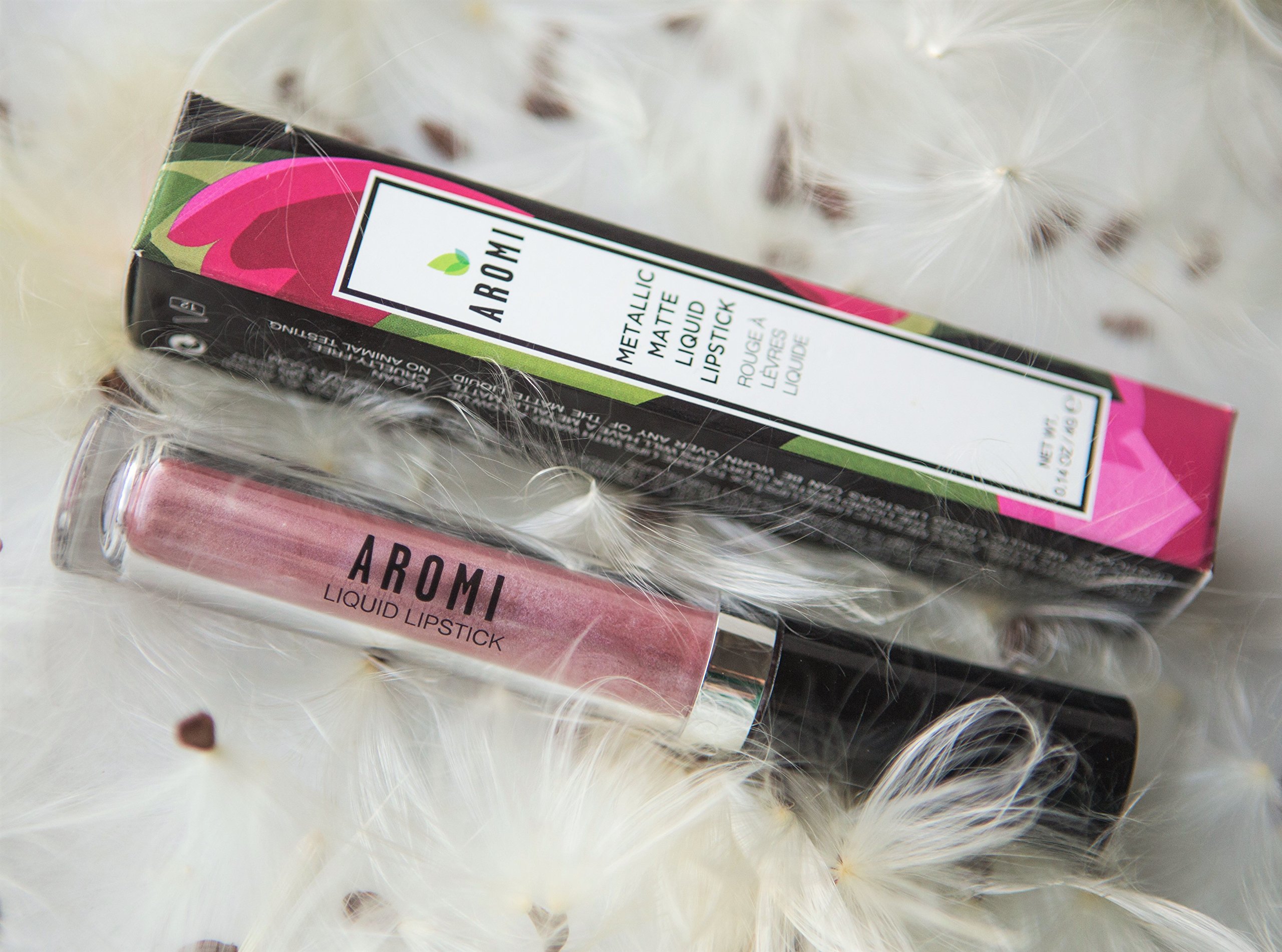 Aromi Dusty Rose Metallic Liquid Lipstick, Rosy Pink Nude Lip Color, Shimmery Finish, Waterproof, Long Lasting, Vegan, Cruelty-Free, Handmade (Pixie Dust)