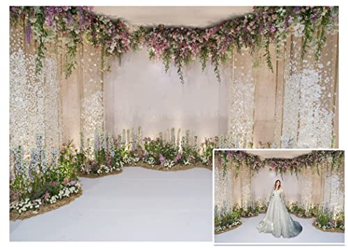 CSFOTO 8x6ft Wedding Backdrop for Cradle Ceremony Backdrop for Proposal Flowers Curtain Wedding Ceremony Banner Bridal Shower Background Mother's Day Backdrop Floral Marriage Backdrop