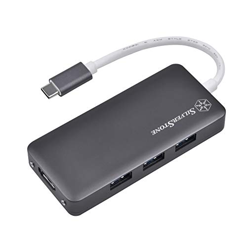 Silverstone SST-EP14C - USB 3.1 Type-C Gen1 to HDMI (res. up to 4096 x 2160 @ 30Hz), 3X USB 3.1 Gen 1 Type-A, 1x USB 3.1 Gen 1 Type-C (PD 2.0 Charging), Charcoal