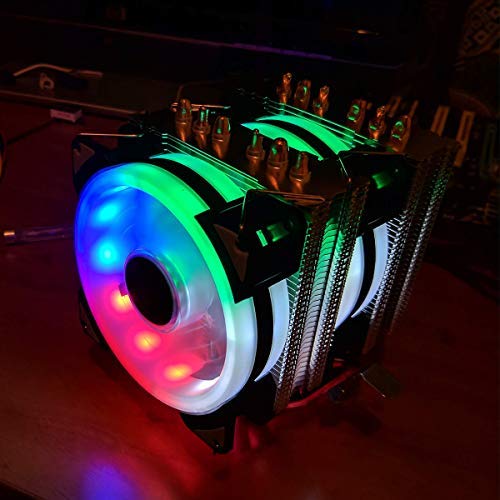 ALSEYE CPU Cooler, 90mm RGB CPU Fan 6 Heatpipes CPU Air Cooler 4 Pin Computer CPU Cooling Fan Radiator for Intel & AMD Motherboard CPU Cooling Easy Installation