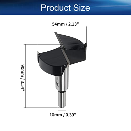 Auniwaig Forstner Drill Bits, 54mm Dia Wood Hole Saw, Auger Opener Cemented Carbide, 90mm Length Woodworking Hinge Hole Drilling Boring Bit Cutter, Straight Shank, Black, 1 Pcs