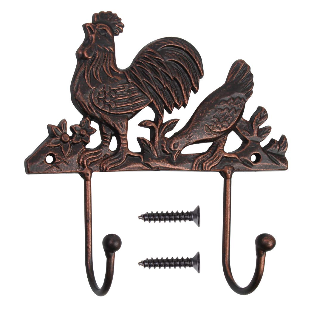 Coat Hook Hat Hook Vintage Wrought Iron Wall Mounted Screws Included Wall Hook (Chicken Farm)