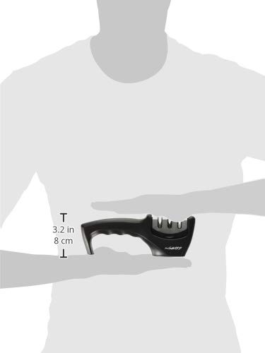 PreciSHARP 3 Stage Knife System to Sharpen Straight & Ceramic Kitchen Tools, Standard, Black