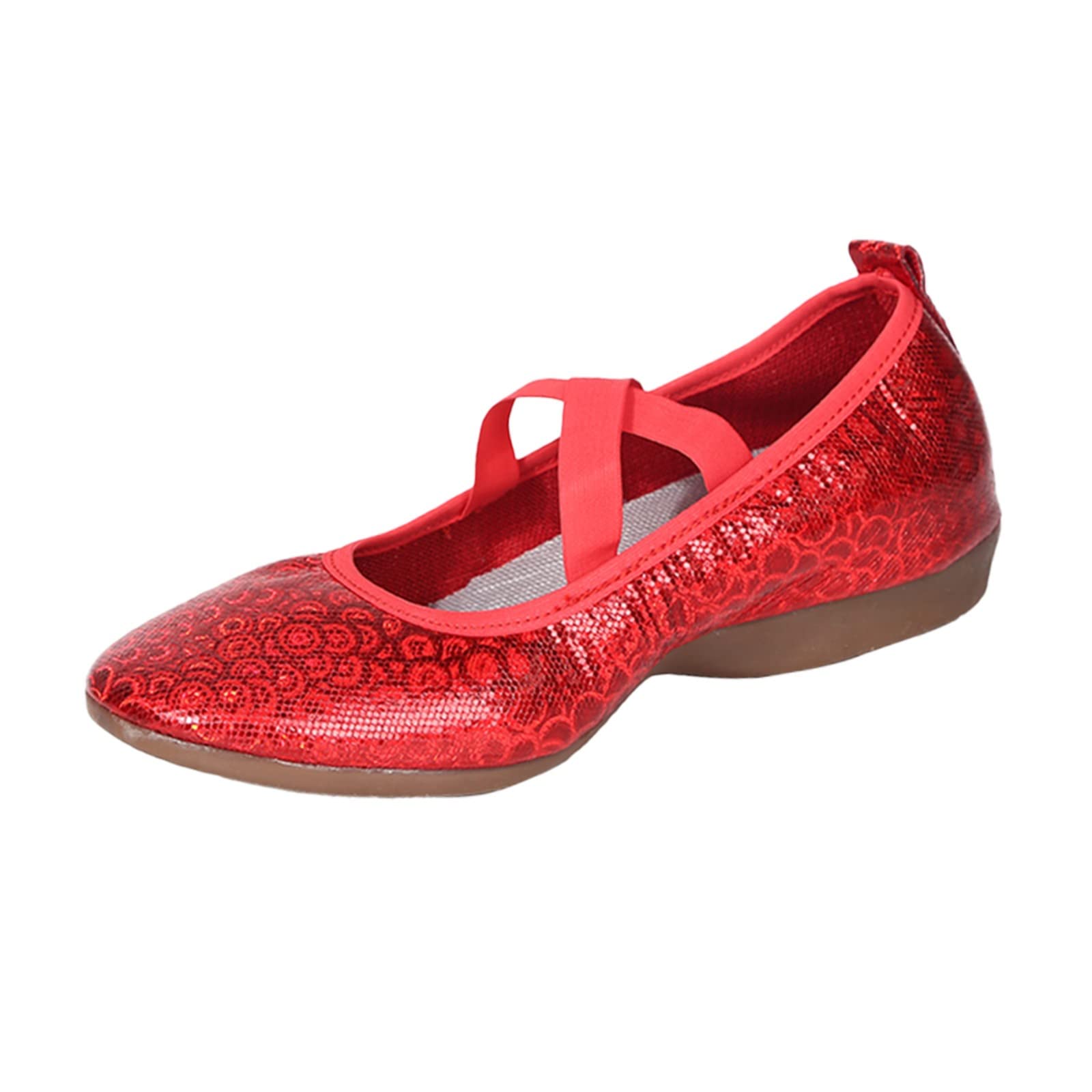 Asakuchi Shoes Latin Women's Shoes Dance Glitter Color Solid Dance Soft Sole Shoes Women's Casual Shoe Boot Men Casual Red