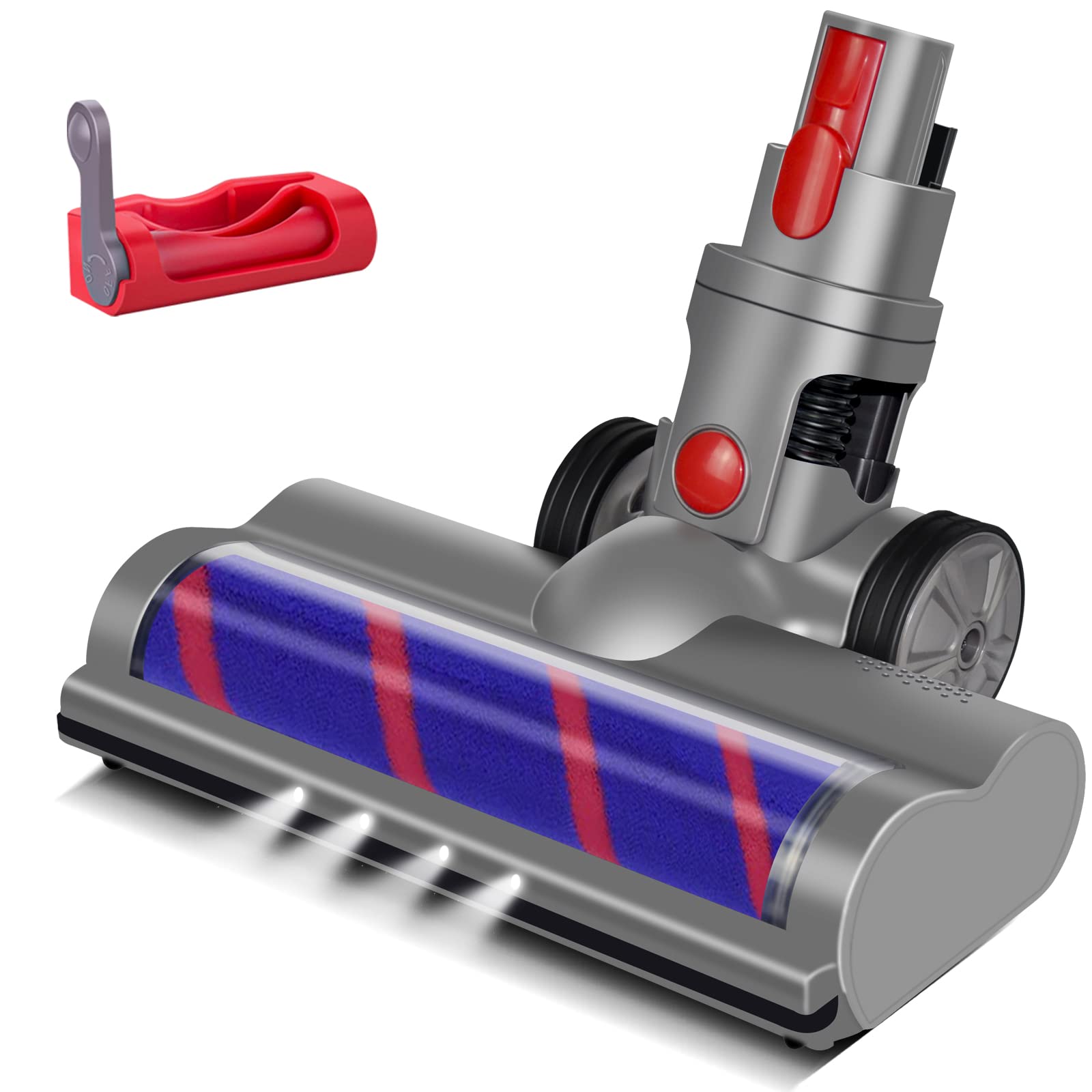 ALSTON Soft Roller Cleaner Head Hardwood Floor Brush Attachment Compatible Motorhead Replacement for Dyson V7 V8 V10 V11 V15 Vacuum Cleaner with LED Headlight