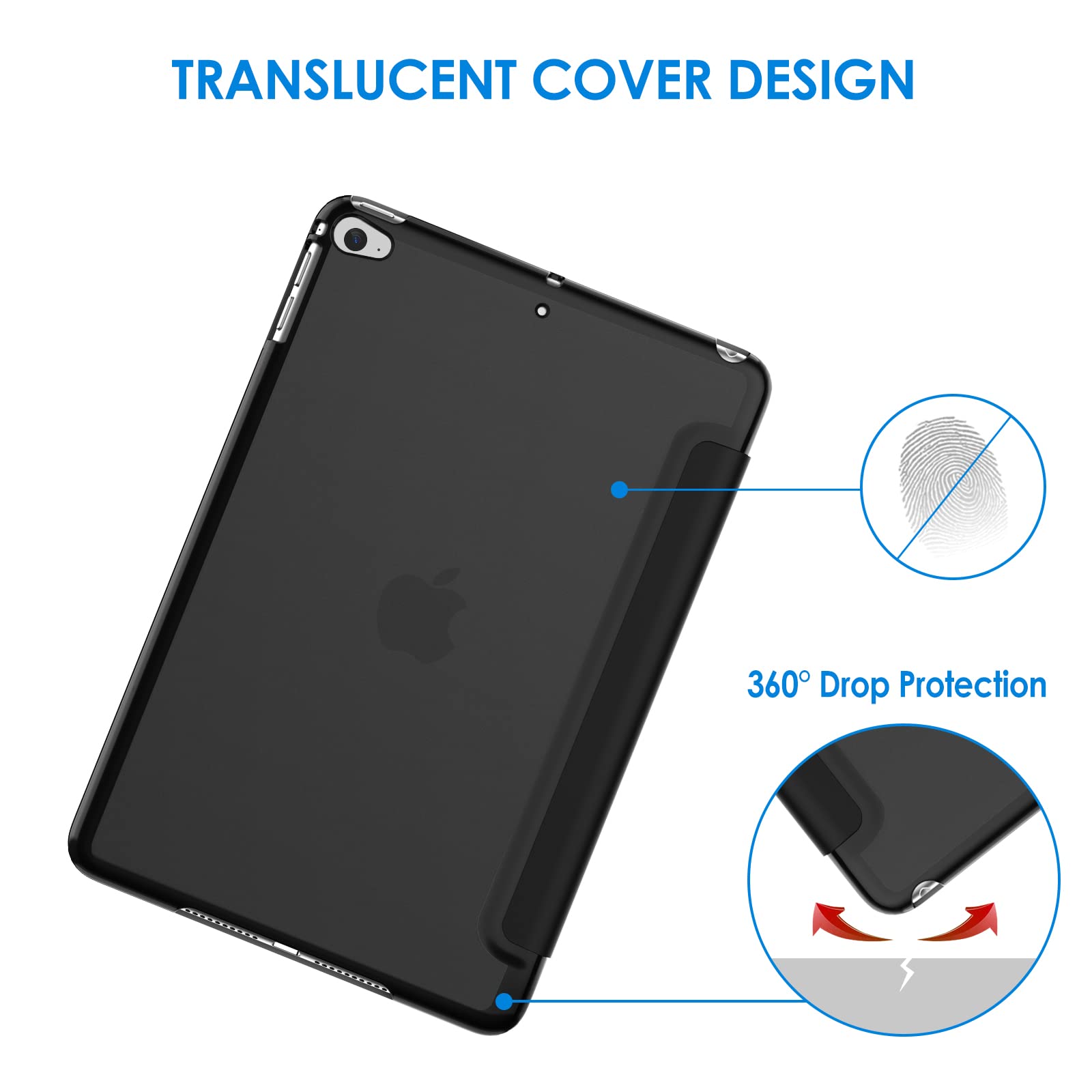 JETech Case for iPad Mini 4, Smart Cover with Auto Sleep/Wake (Black)