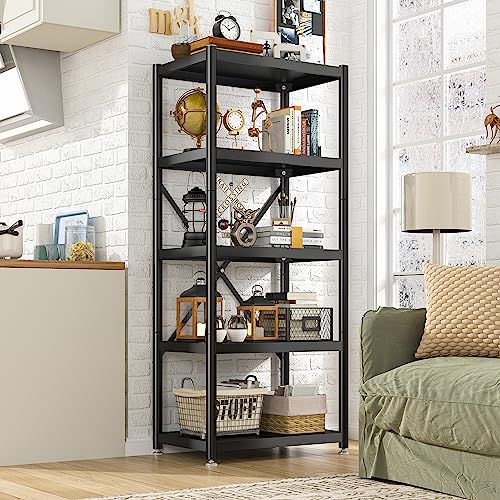 REIBII Storage Shelves for Storage with Wheels 1160LBS Heavy Duty Metal Shelving Unit Rolling Adjustable 5-Tier Pantry Shelves Kitchen Shelves Garage Shelving Utility (1)