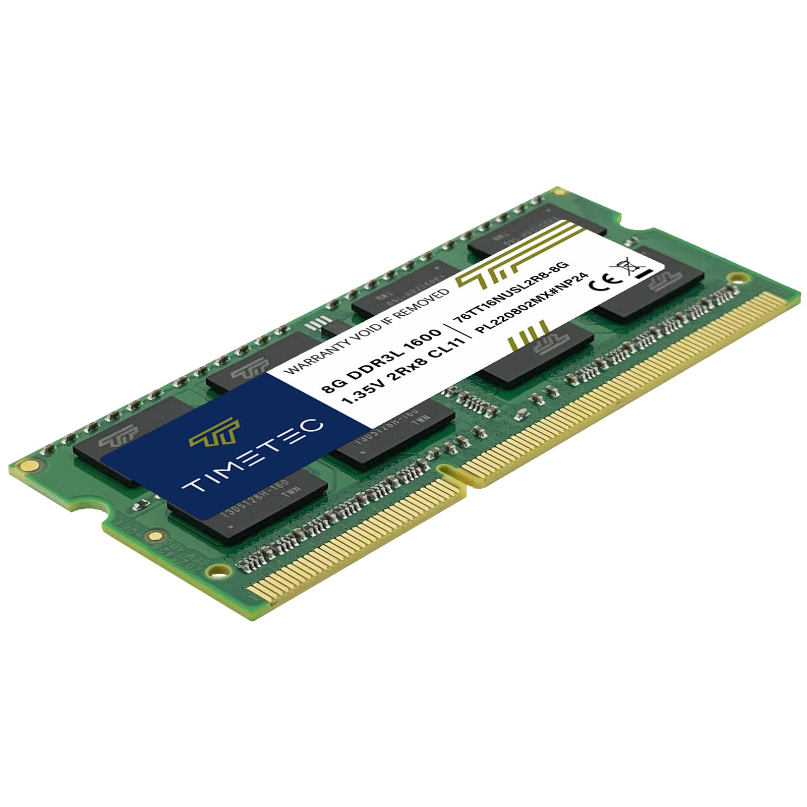 Timetec 8GB DDR3L / DDR3 1600MHz (DDR3L-1600) PC3L-12800 / PC3-12800(PC3L-12800S) Non-ECC Unbuffered 1.35V/1.5V CL11 2Rx8 Dual Rank 204 Pin SODIMM Laptop Notebook PC Computer Memory RAM Module Upgrade