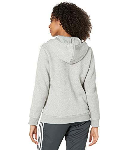 adidas Women's Essentials Full-Zip Hoodie, Medium Grey Heather/White, Large