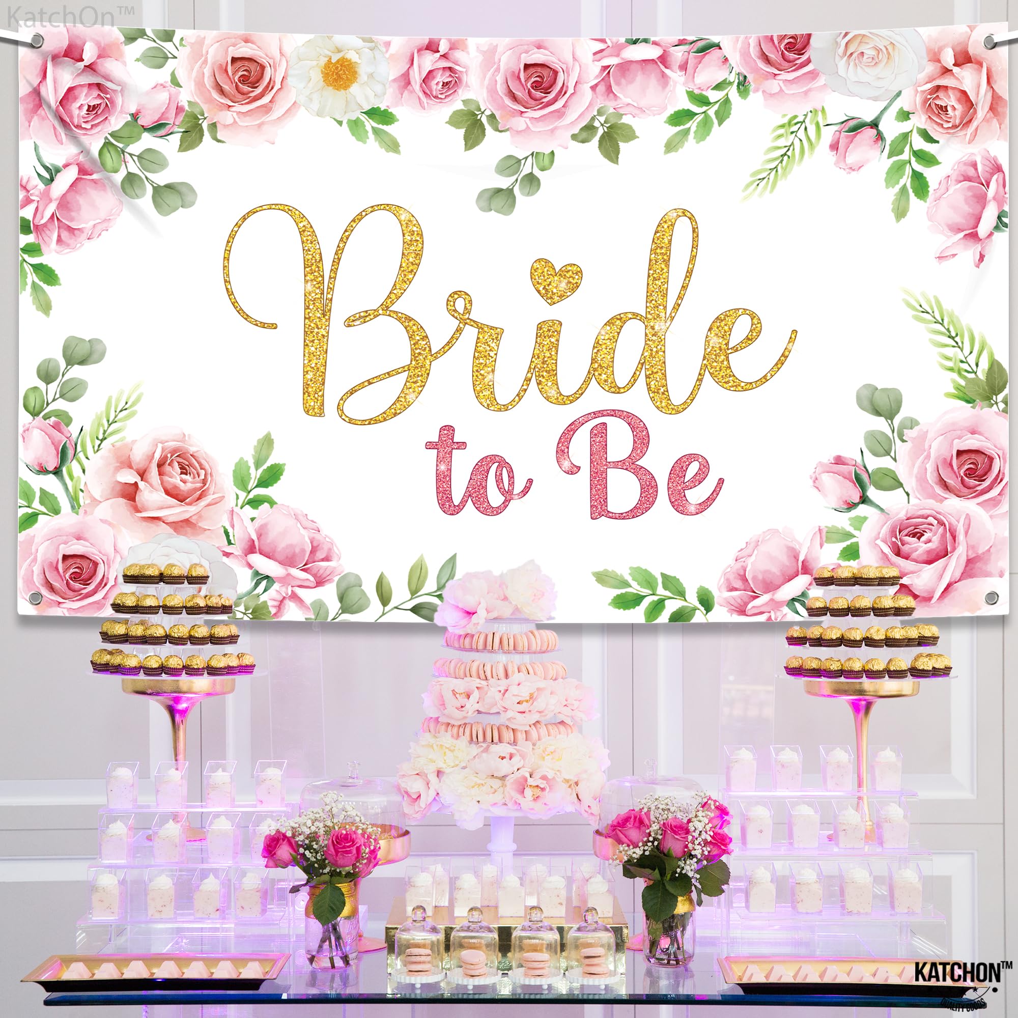 KatchOn, Pink Bride to Be Banner - Large, 72x44 Inch | Bridal Shower Backdrop for Bride to Be Decorations | Bride To Be Backdrop | Bridal Shower Decorations | Bridal Shower Banner | Bachelorette Party