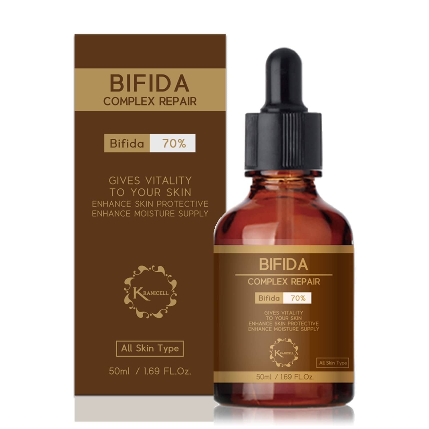 Kranicell Bifida Repair Facial Serum 1.7floz With Galactomyces, Niacinamide, Hyaluronic Acid - Ceramide Face Moisturizer For Anti Aging, Wrinkles , Korean Skin Care For Dry, Sensitive Skin