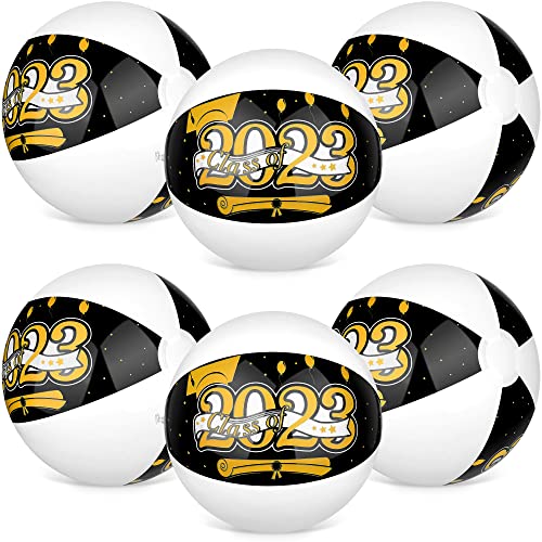 Fovths 6 Packs Graduation Beach Ball 2023 Graduation Party Supplies Large Beach Ball Class of 2023 Beach Supplies for Summer Pool Beach Indoor Outdoor Water Games