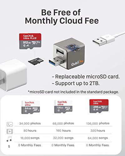 MAKTAR Qubii Pro USB-A Flash Drive, Auto Backup While Charging, MFi Certified Compatible with iPhone/iPad, Memory Stick iPad External Photo Storage for MacBook/Laptops/PC Photo Stick