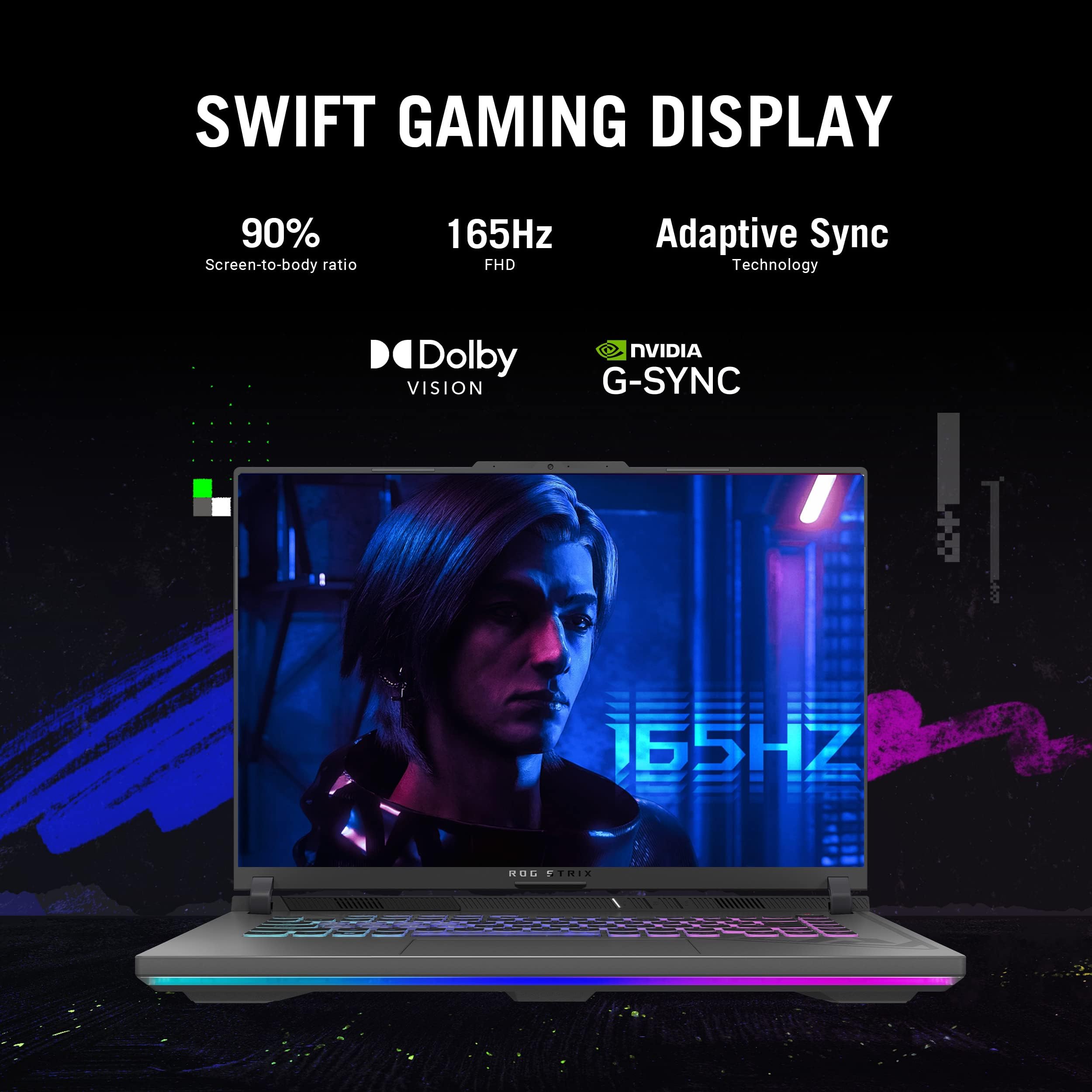 ASUS ROG Strix G16 Gaming Laptop 2023 Newest, 16" 165Hz Display, NVIDIA GeForce RTX 4060, Intel Core i7-13650HX Processor(14 core), 64GB DDR5 RAM, 2TB SSD, Backlight Keyboard, Wi-Fi 6, Windows 11 Home