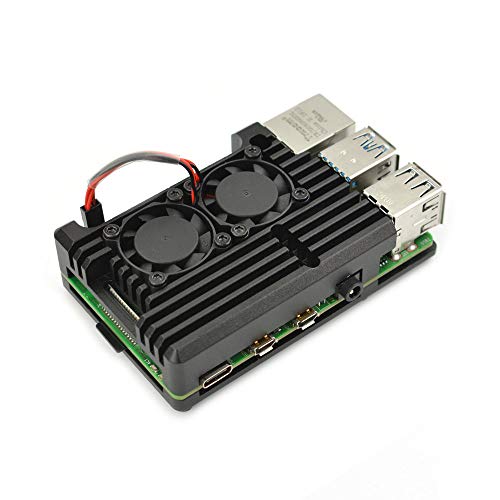 Aluminum Alloy Case for Raspberry Pi 4B with Dual Fans | Metal Heatsink Case for RPI 4