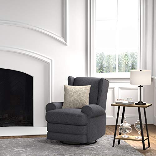 Amazon Brand – Ravenna Home Manning Upholstered Swivel Glider Recliner, 34.6"W, Smoke Grey