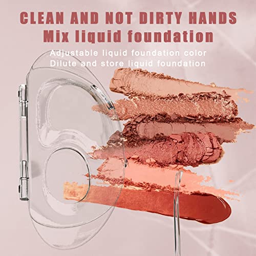 Anohuyho Acrylic Makeup Mixing Palette with Felt Bag, Liquid Foundation Storage Trial Makeup Facial Palette, Transparent spatula tool for Cosmetic Pigment Blending(YM)