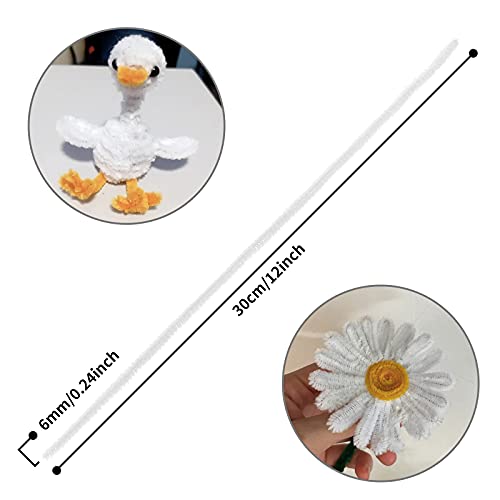 Cuttte Pipe Cleaners Craft Supplies - 100pcs White Pipe Cleaners Craft Kids DIY Art Supplies, Pipe Cleaner Chenille Stems, White Pipe Cleaners Bulk (6 mm x 12 inch)